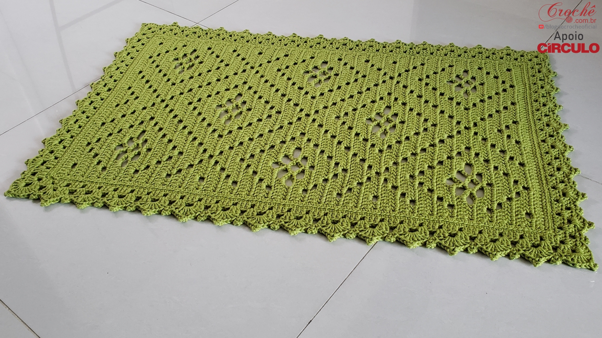 Tapete retangular em crochê filé – Videoaula e gráfico | Croche.com.br